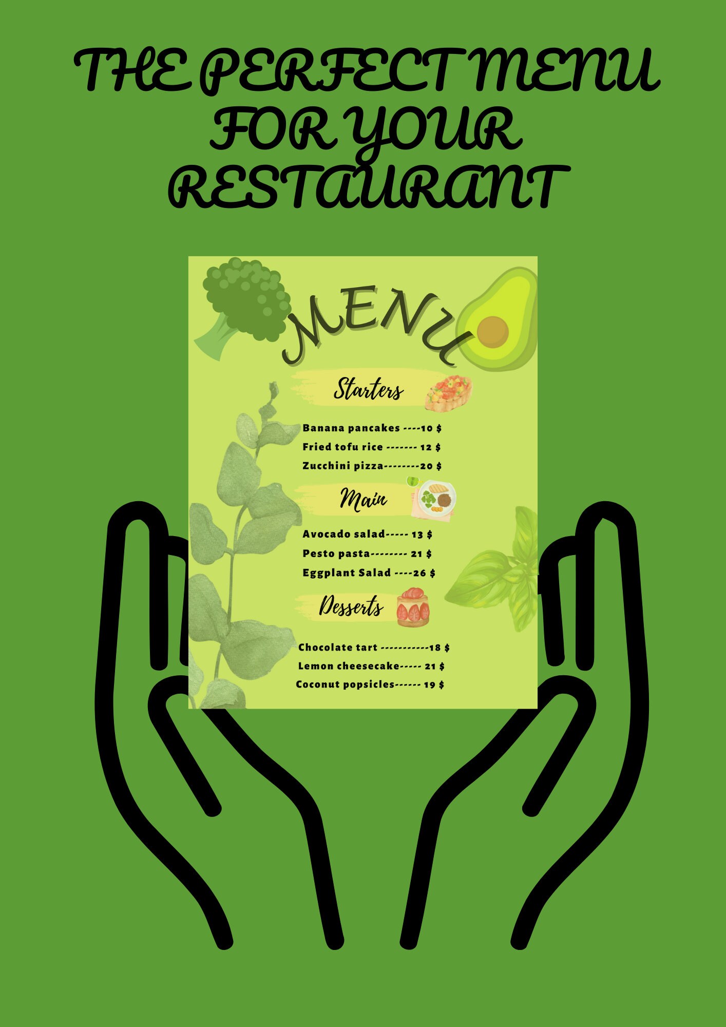 Modern Menu Template, Restaurant Menu Cards, Greenery Restaurant Menu # ...