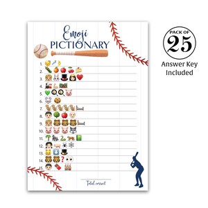 PRINTED Baseball Emoji Baby Shower Game — Set of 25 — Pictionary ...