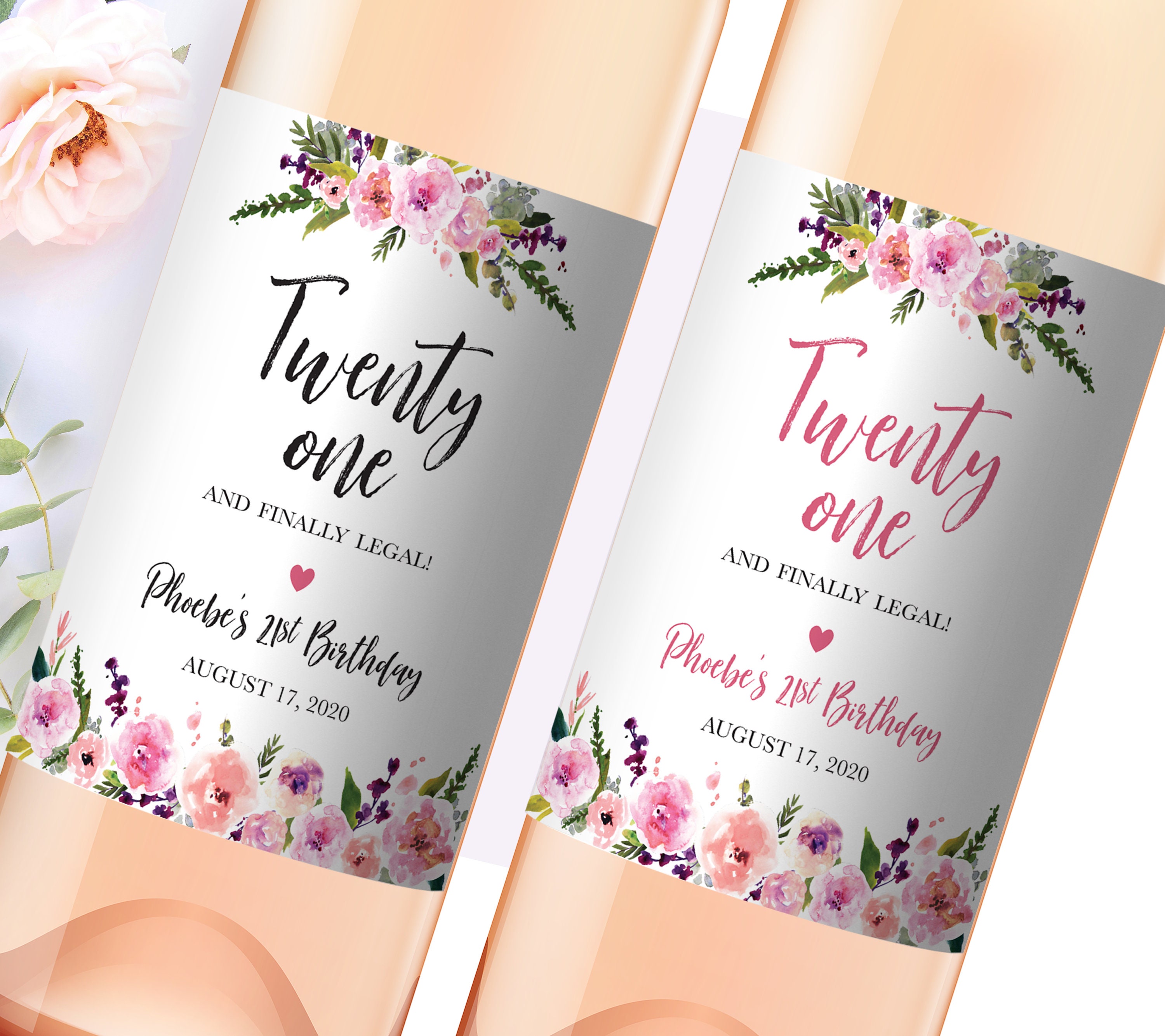 PERSONALIZED 21st Birthday Wine Label, Twenty One and Legal, CUSTOM ...
