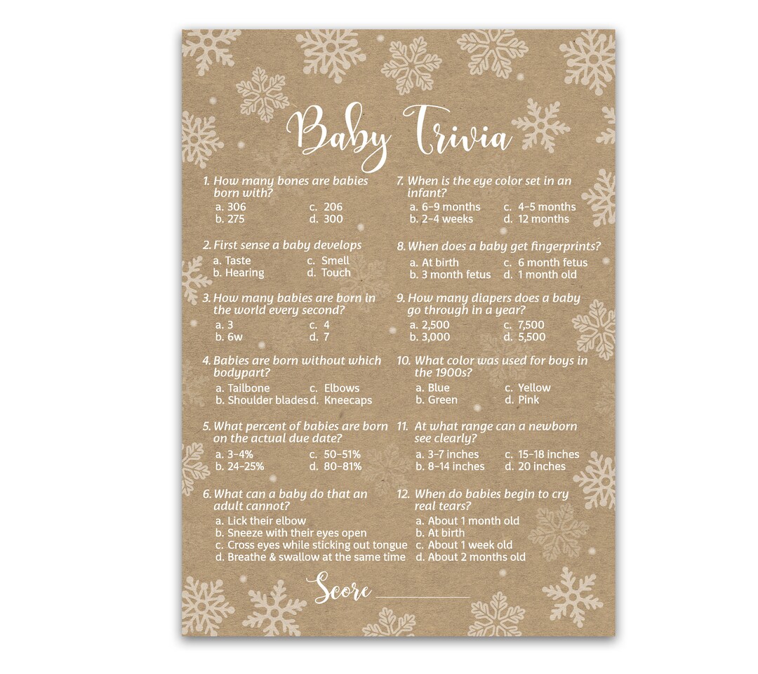 PRINTED Gender Reveal Party Games — Baby Trivia Game — Set of 25 ...