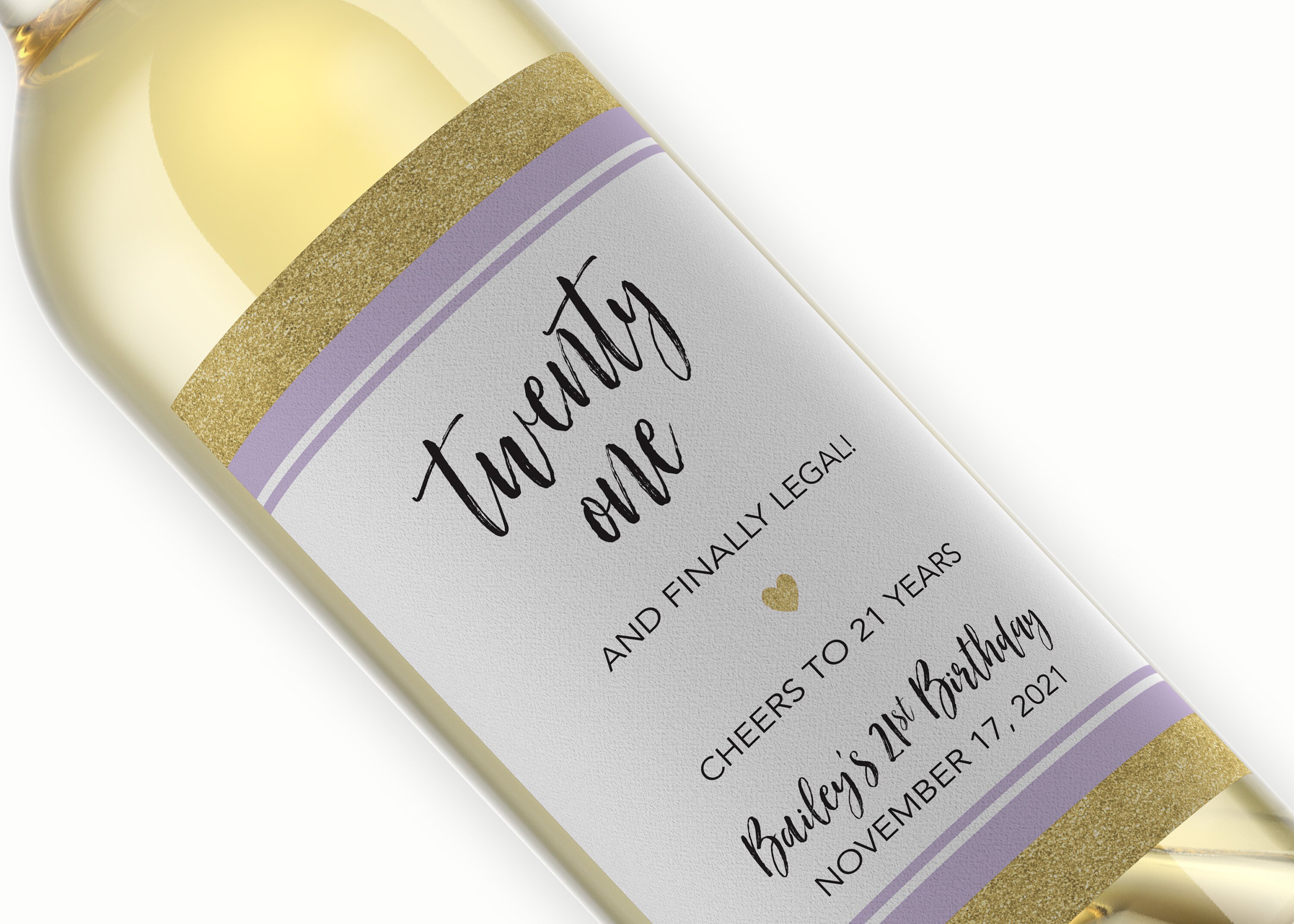 PERSONALIZED 21st Birthday Wine Label, Twenty One and Legal, 21st ...