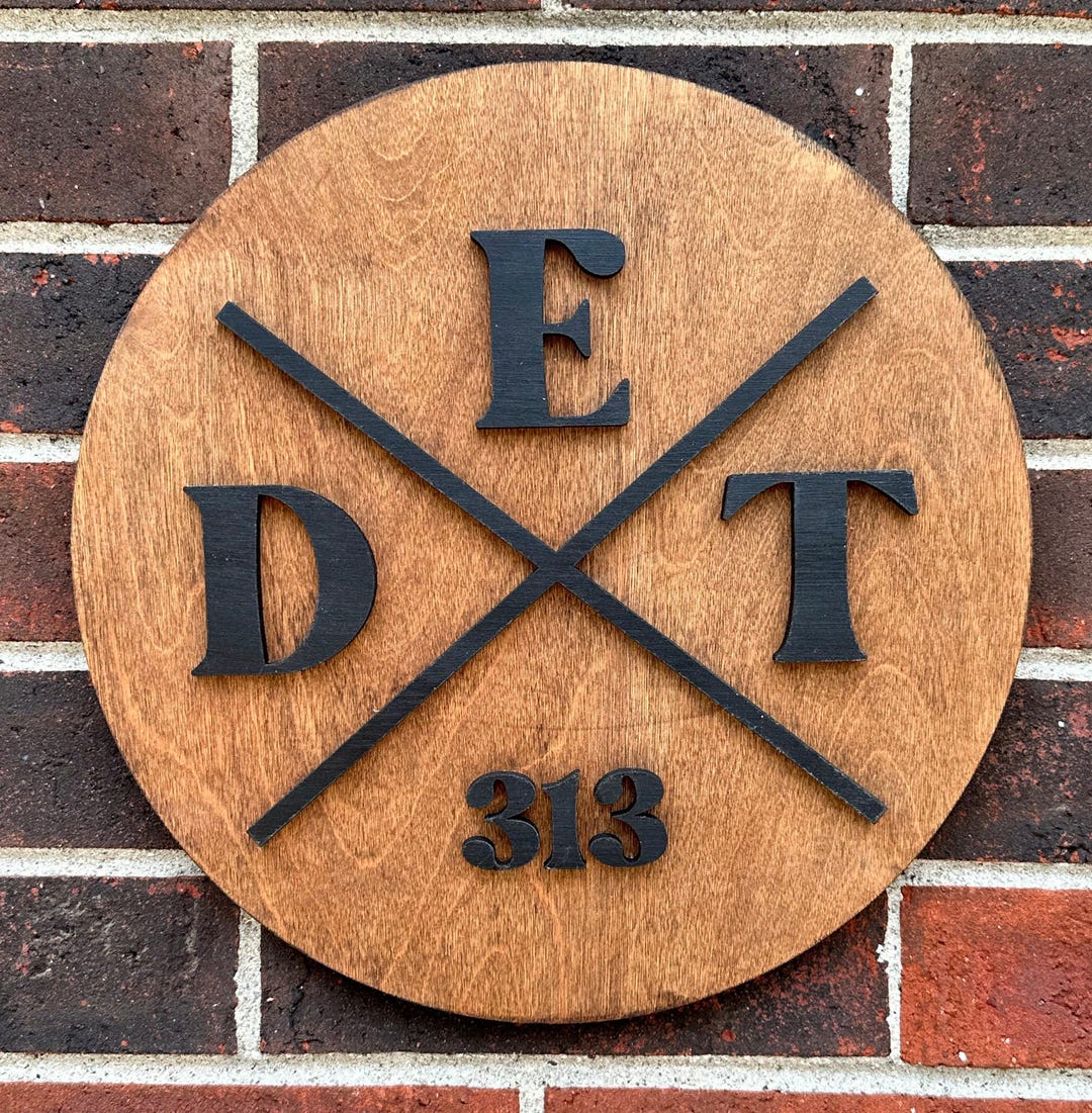 DET 313 12" Round Wood Sign - Detroit Decor - Etsy