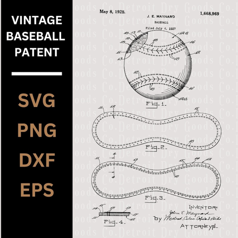 Vintage Baseball Patent - DIGITAL FILE ONLY - Etsy