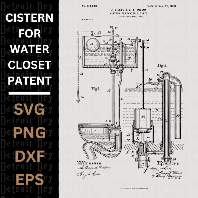 Cistern for Water Closet First Toilet Patent - DIGITAL FILE ONLY - Etsy