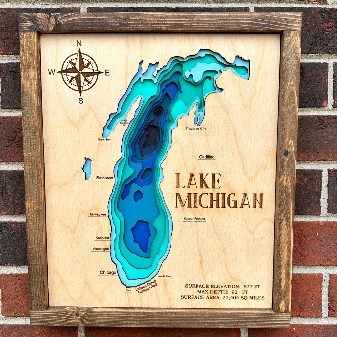 Lake Michigan 9 Layer Map - Etsy