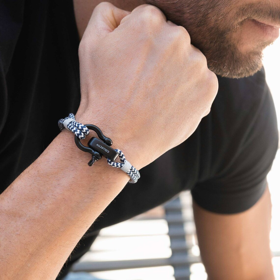 Mens Thick Nautical Rope Bracelet With Bolt Class - Mens Jewelry ...
