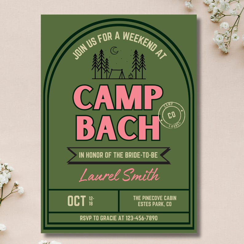 Camp Bach Invitation - Etsy