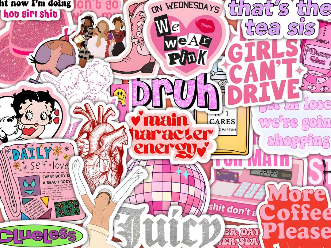 45 Y2K Pink Aesthetic Stickers Printable Digital Stickers Inspired by ...