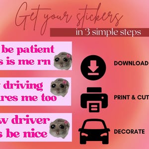 Sad Hamster Tiktok Meme Bumper Car Stickers Set of 8 Stickers Funny New ...