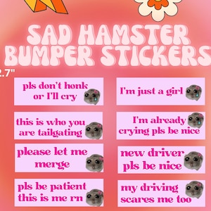 Sad Hamster Tiktok Meme Bumper Car Stickers Set of 8 Stickers Funny New ...