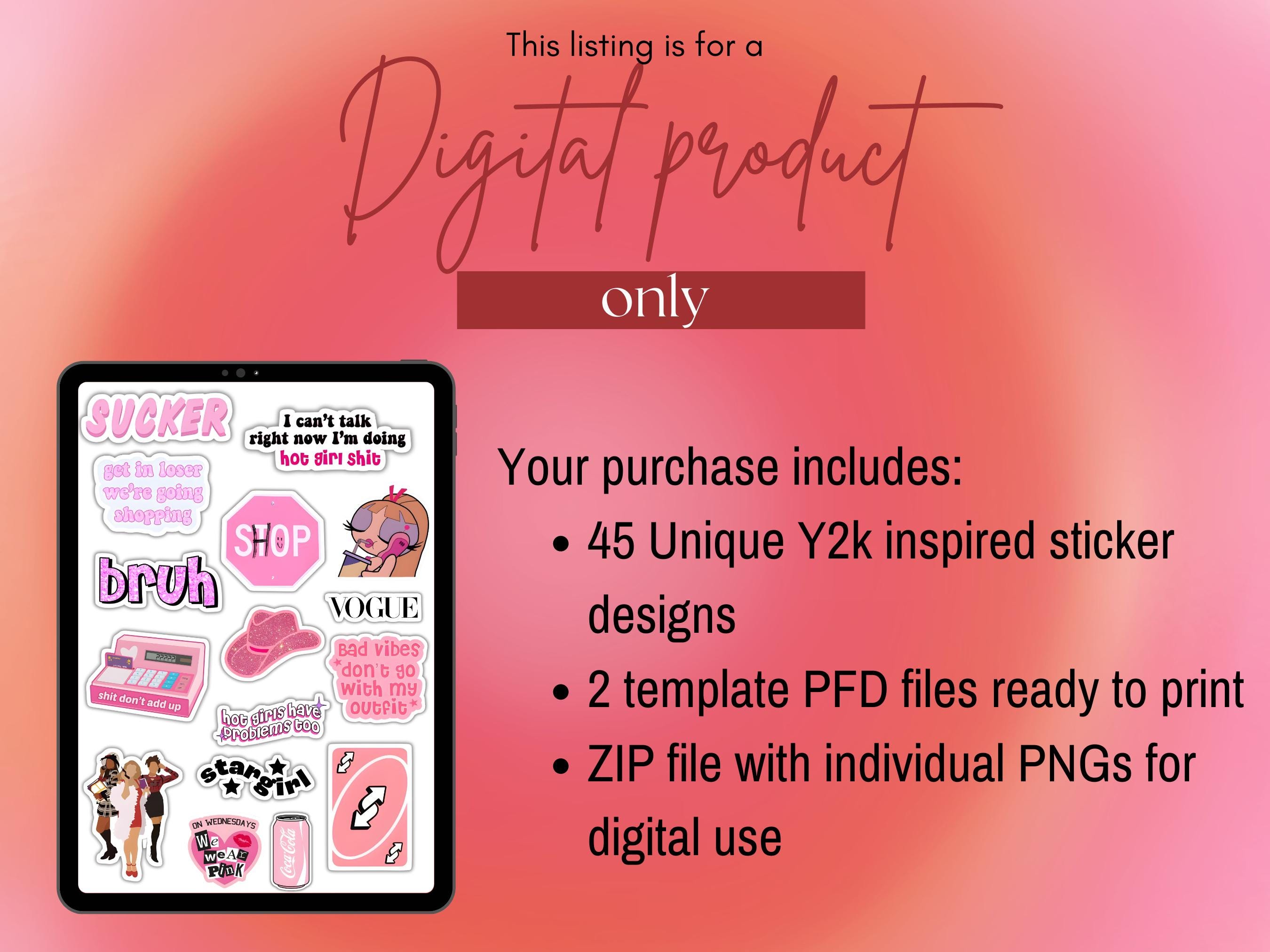 45 Y2K Pink Aesthetic Stickers Printable Digital Stickers Inspired by ...