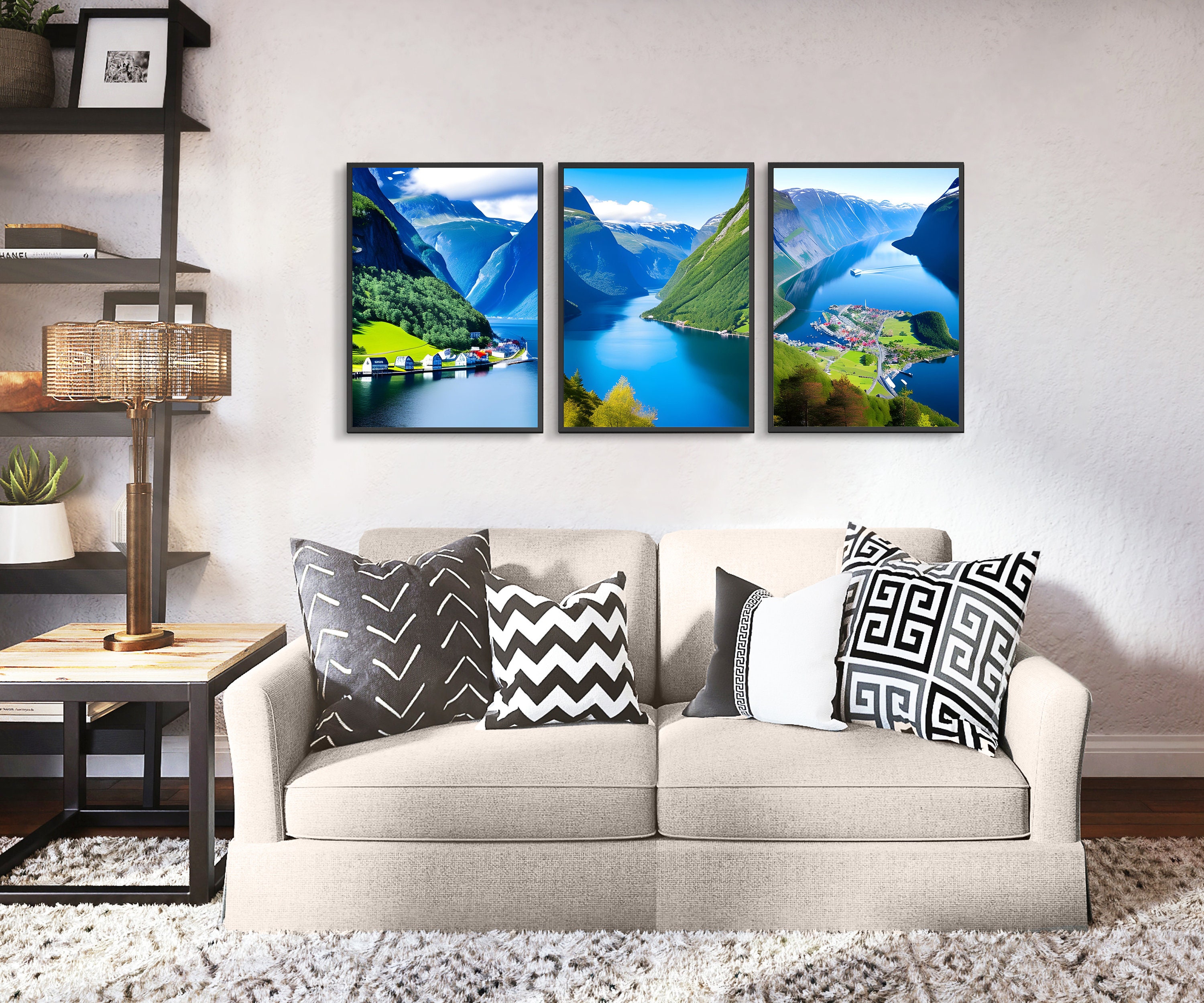 Fjord Posters Tryptic Prints Fjords Printables Wall Art Fjord Art ...