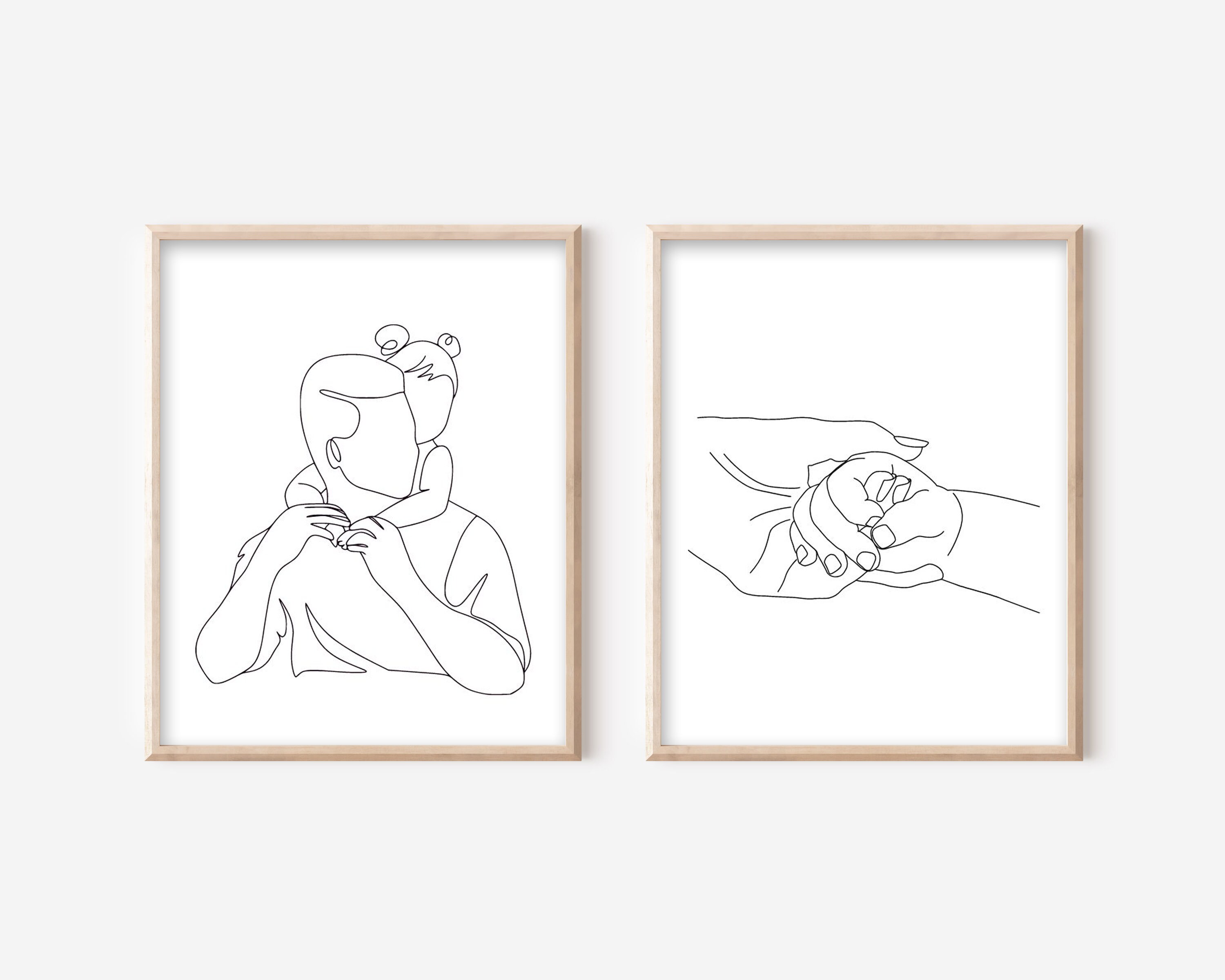 Father Daughter Line Art Father Daughter Relationship Line - Etsy