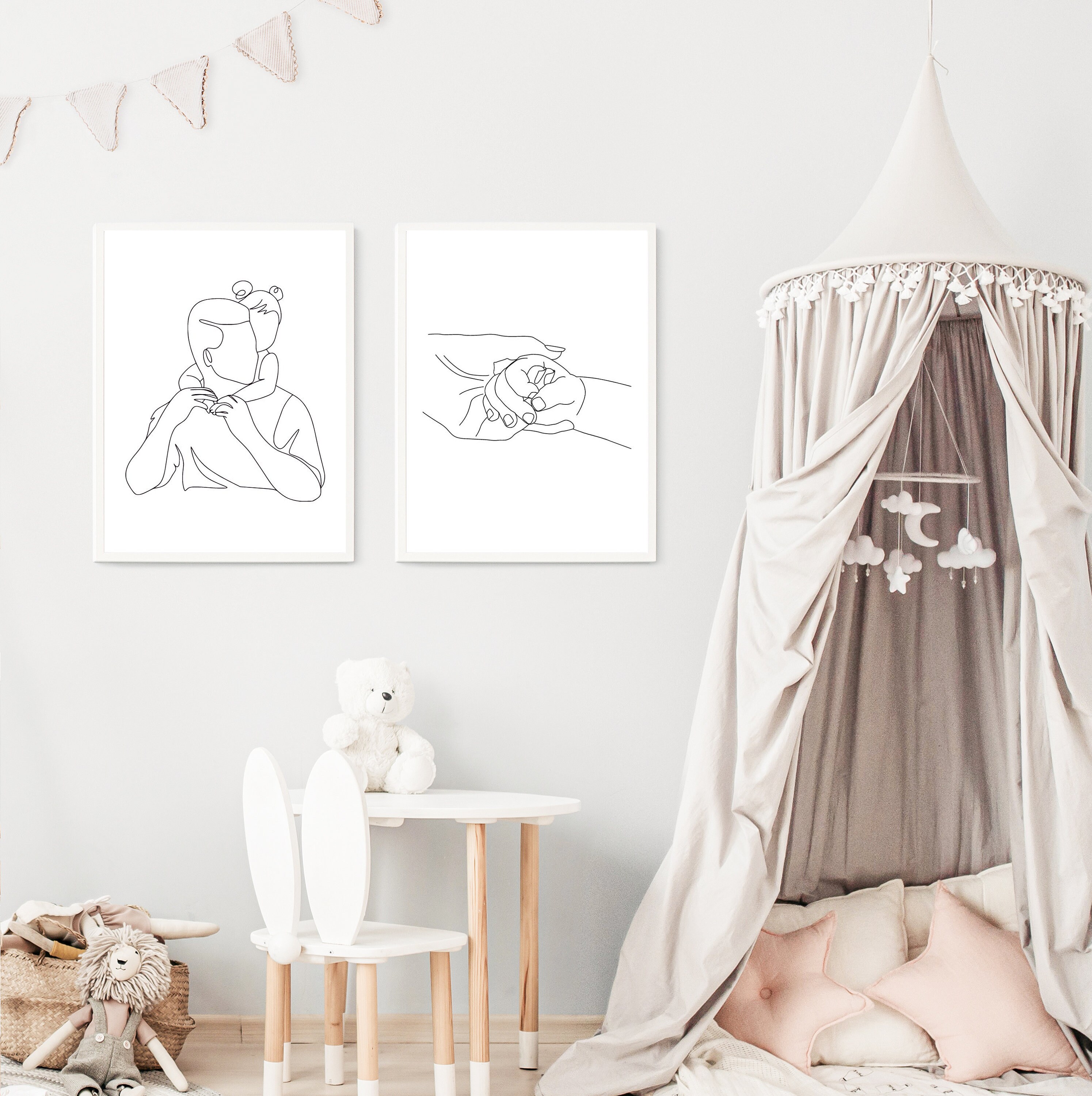 Father Daughter Line Art Father Daughter Relationship Line - Etsy