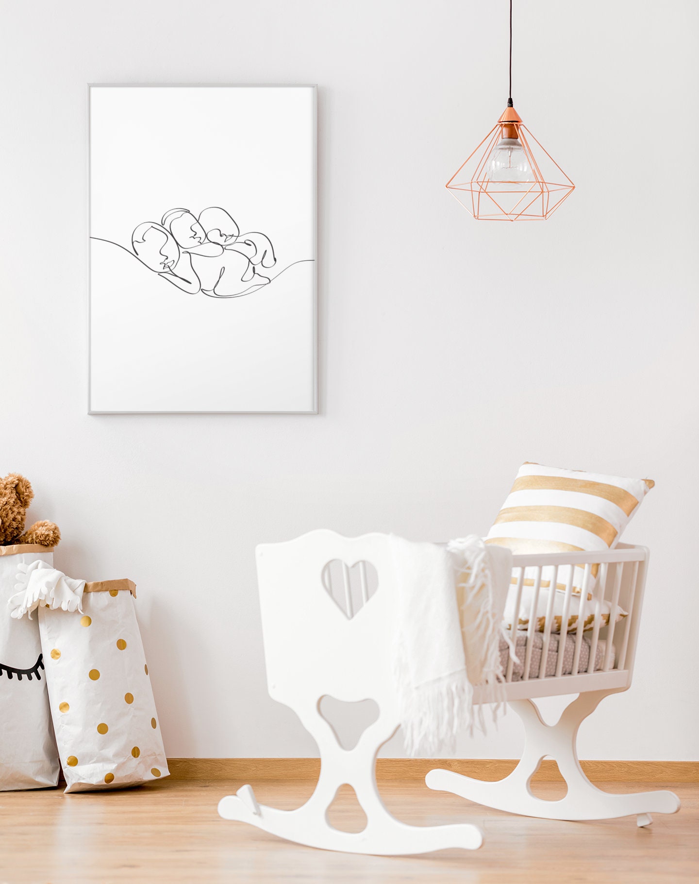 One Line Drawing Triplet Line Art Triplet Newborn Nursery - Etsy