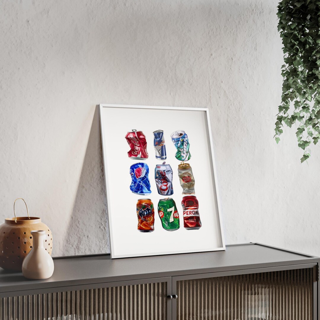 Framed Posters, Soda Cans Fizzy Pop Cola Sprite Pepsi, Kitchen Wall Art ...