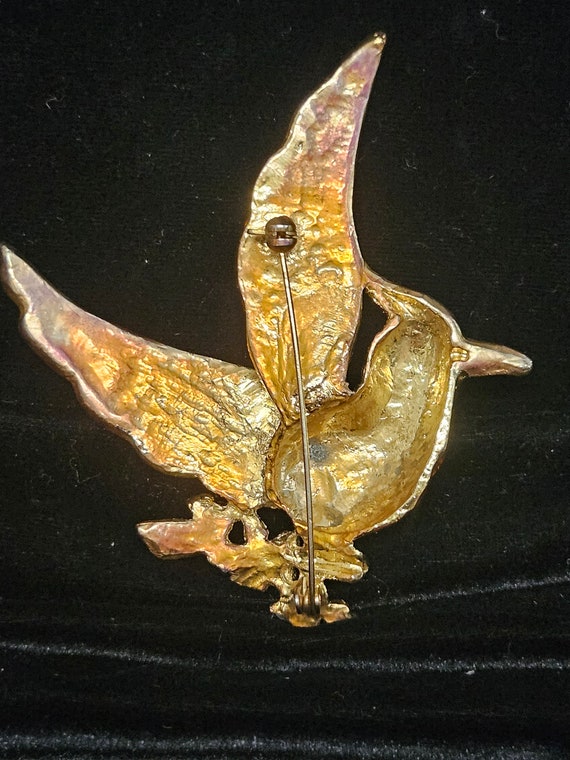 Large Vintage Phoenix Gold Tone Enamel Brooch/Pin - Gem