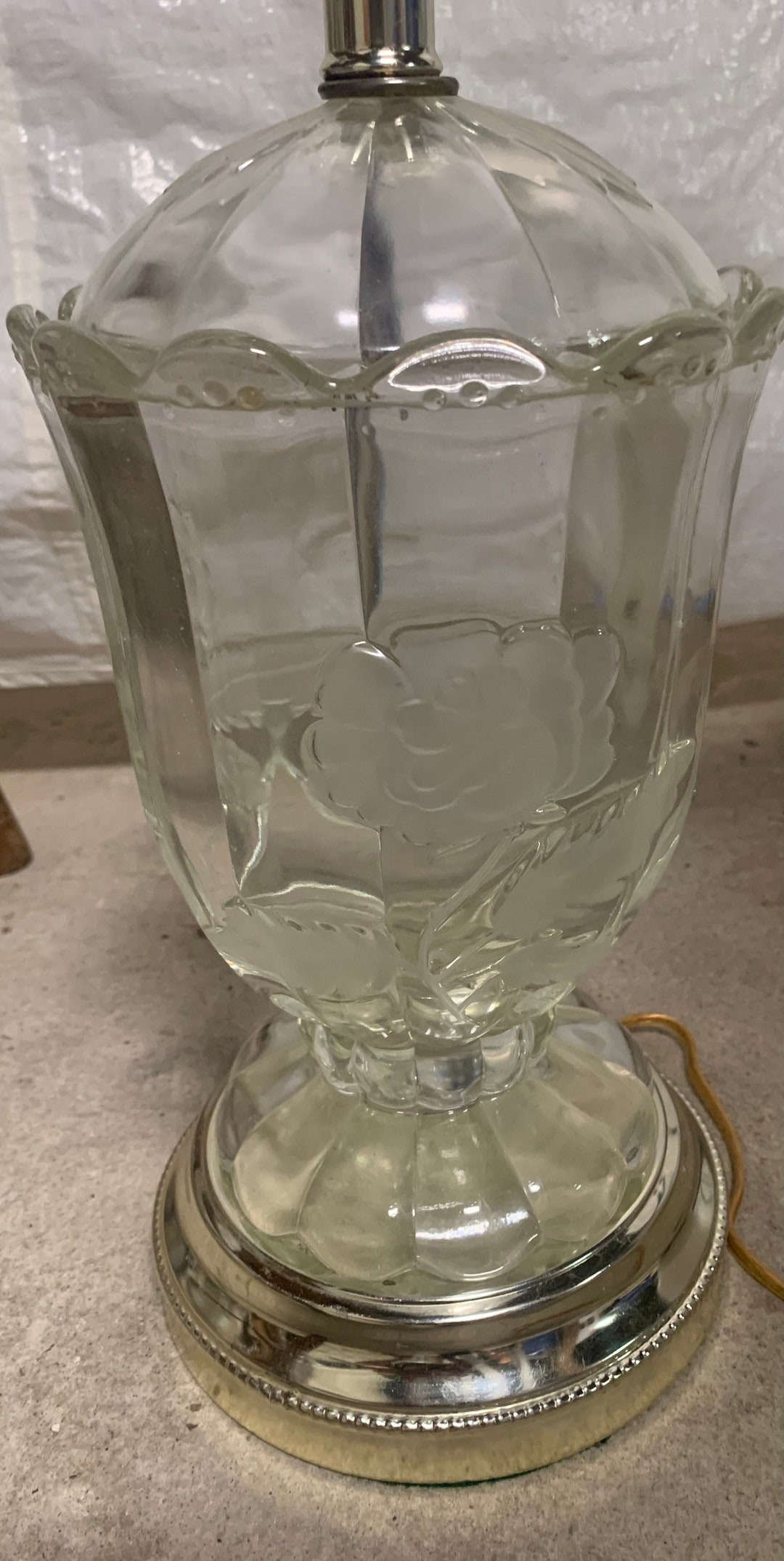 Vintage Imperlux Hand Cut Crystal With Frosted Roses Lamp Made in ...