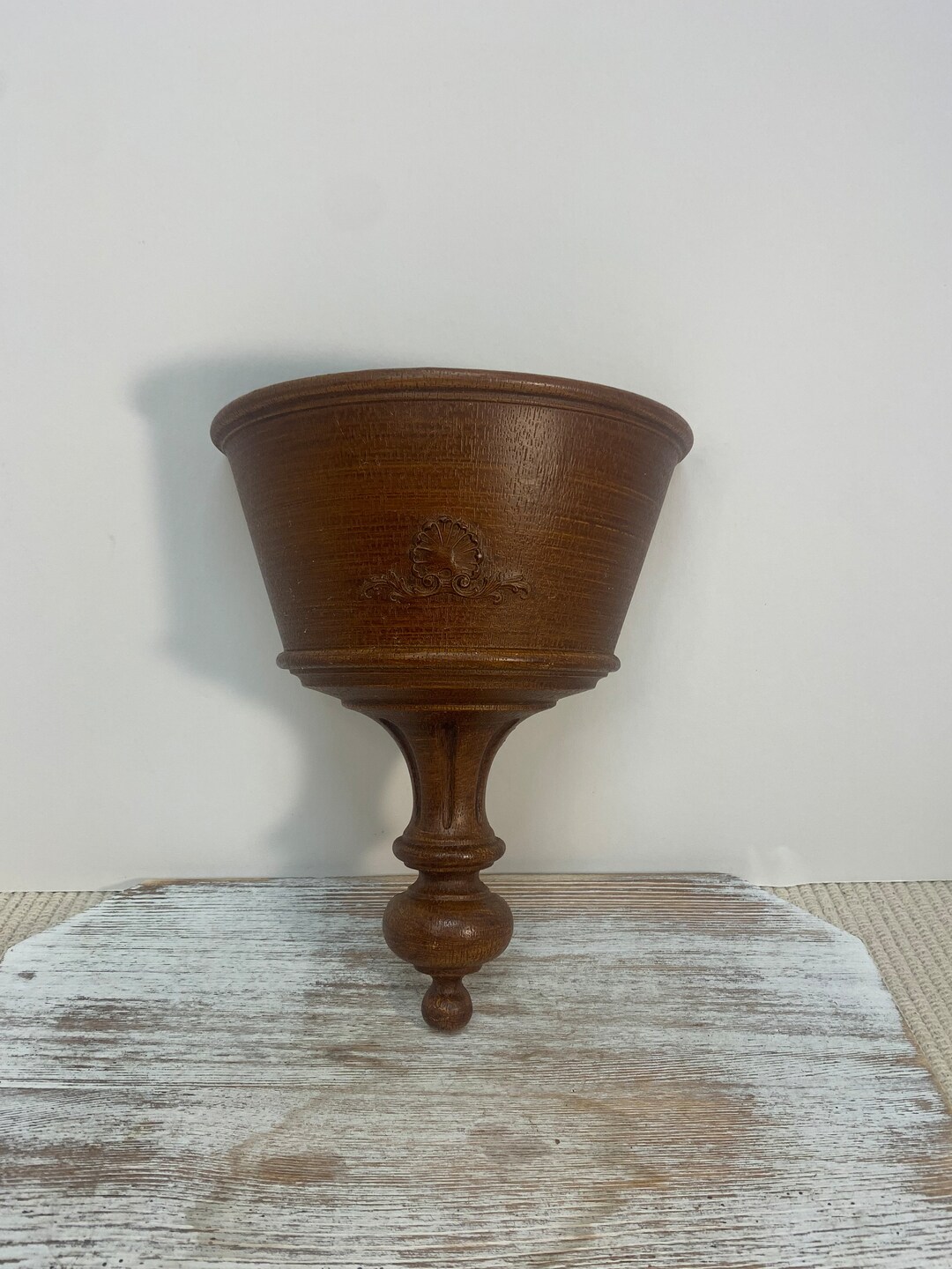 Vintage MCM Homco Wall Planter / Vase Faux Wood Grain Plastic Finish ...