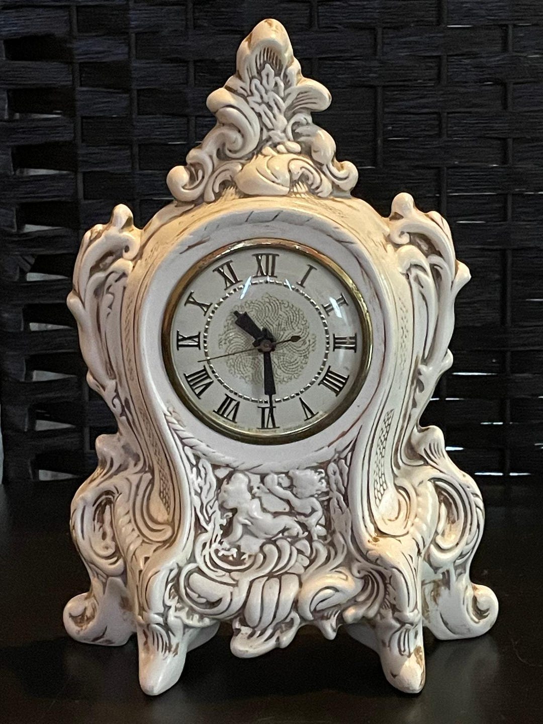 Vintage Ornate Ceramic Cherub 3 Dimensional Design Electric Mantel ...