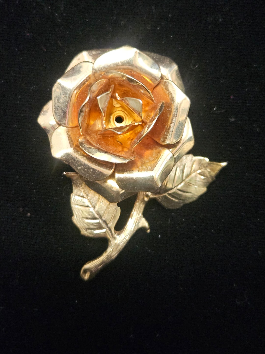 Vintage Gold Tone Rose Brooch/pin - Etsy