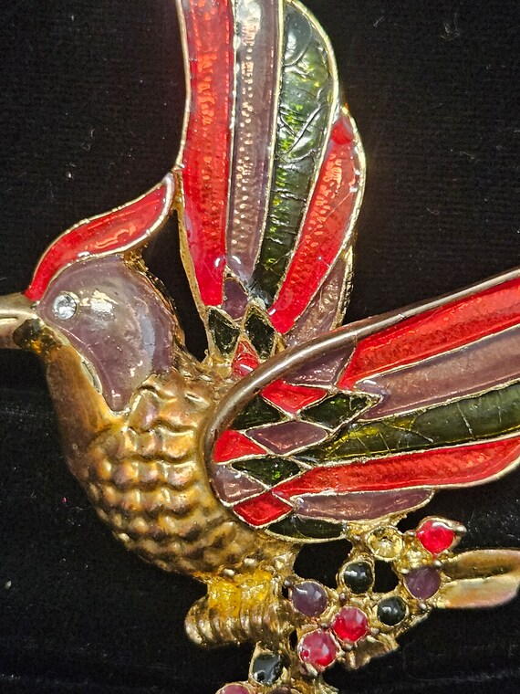 Large Vintage Phoenix Gold Tone Enamel Brooch/Pin - Gem