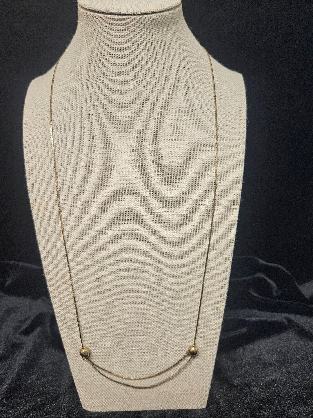 Vintage 1980's 26" Changeable Gold Tone Slide Necklace, 2 Gold Balls ...
