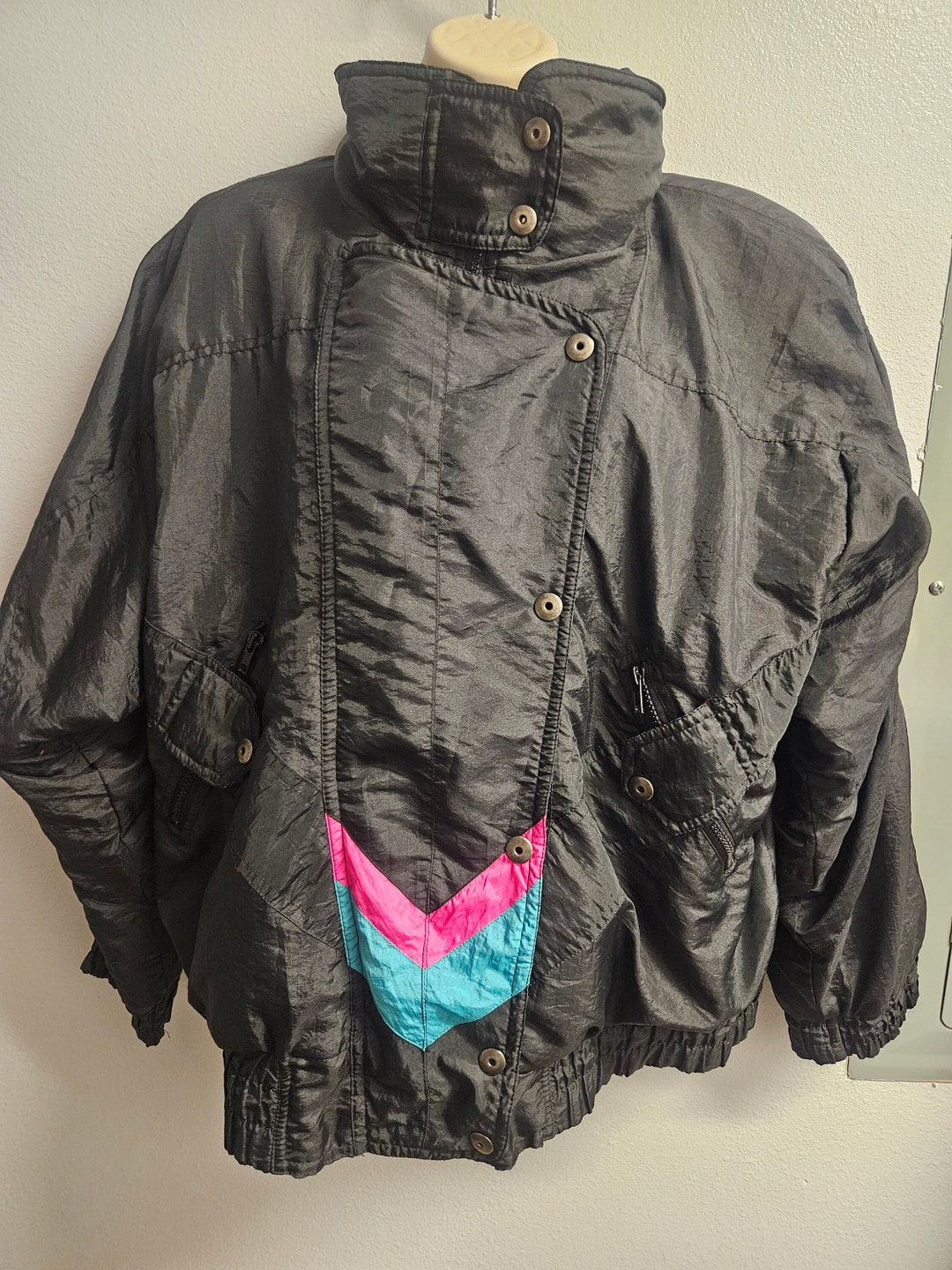 Vintage 1980's, 1990's Black Retro Ski Jacket/coat "lavon by Cheerful ...