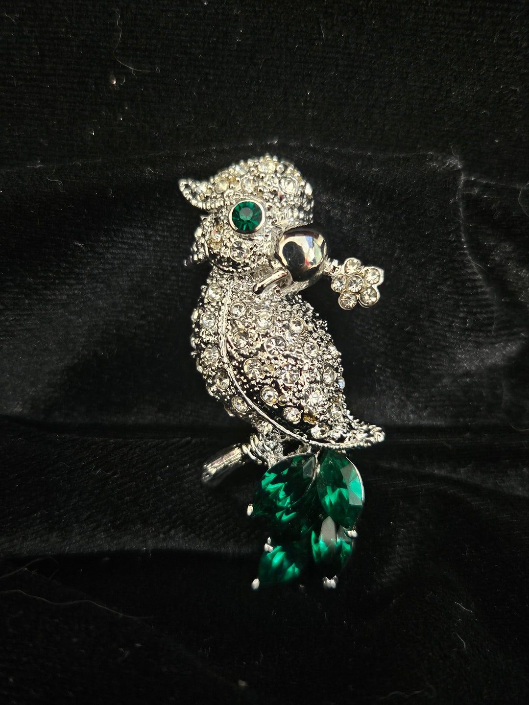 Vintage Stunning Cockatoo Brooch/pin Encrusted With Crystal Rhinestones ...