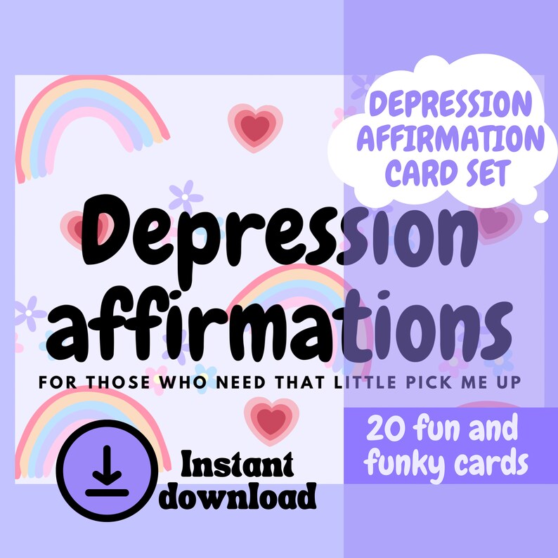 Printable Depression Affirmation Cards Mental Health Positivity Pack - Etsy