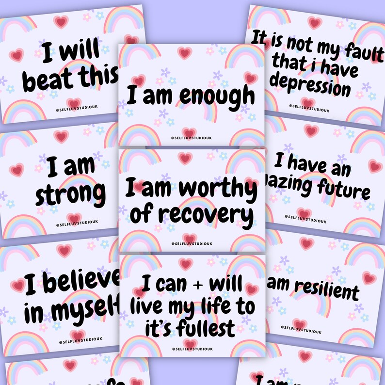 Printable Depression Affirmation Cards Mental Health Positivity Pack - Etsy