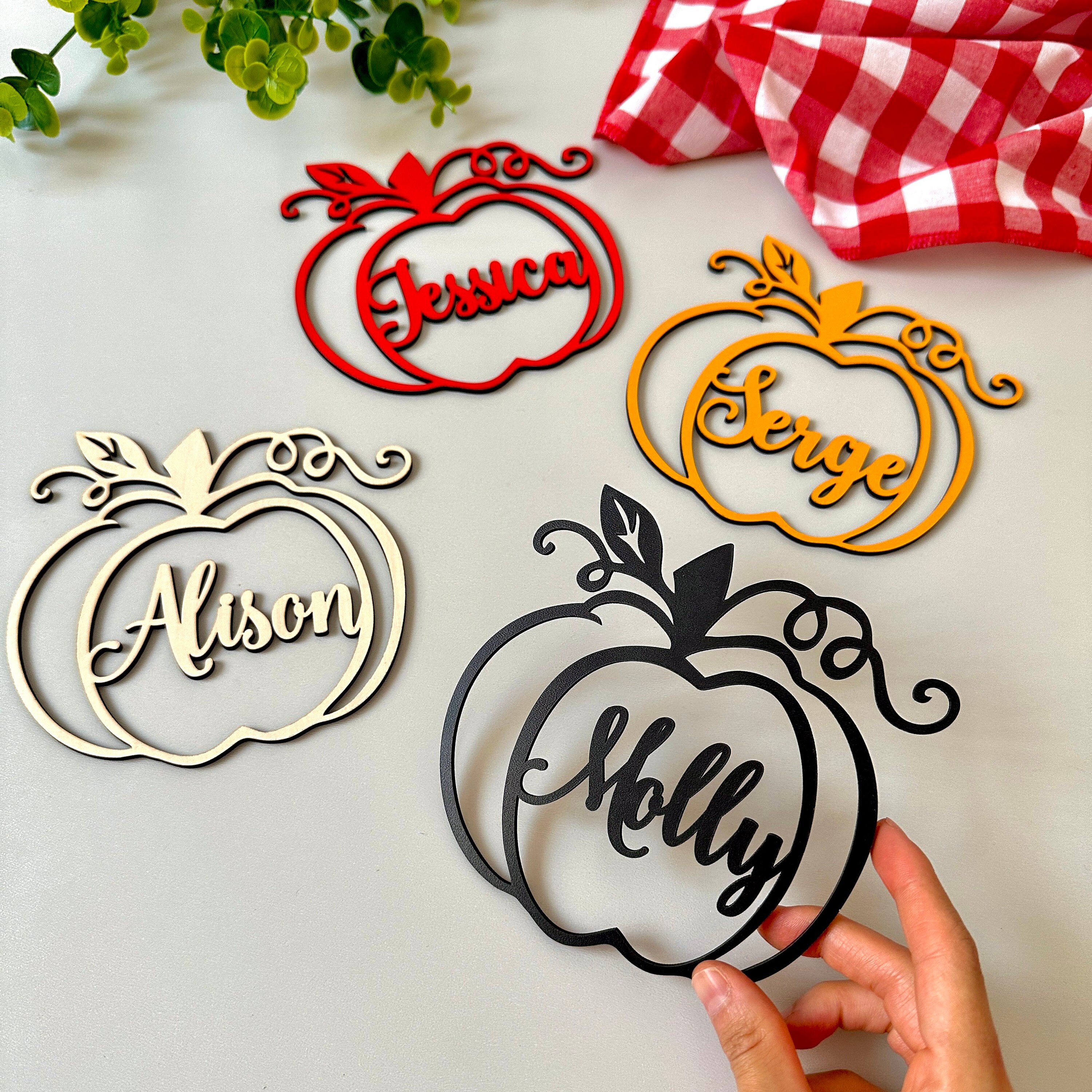 Pumpkin Place Cards Laser Cut Name Tag Thanksgiving Decor - Etsy