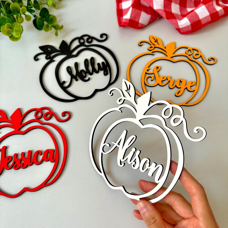 Pumpkin Place Cards , Laser Cut Name Tag , Thanksgiving Decor Place ...