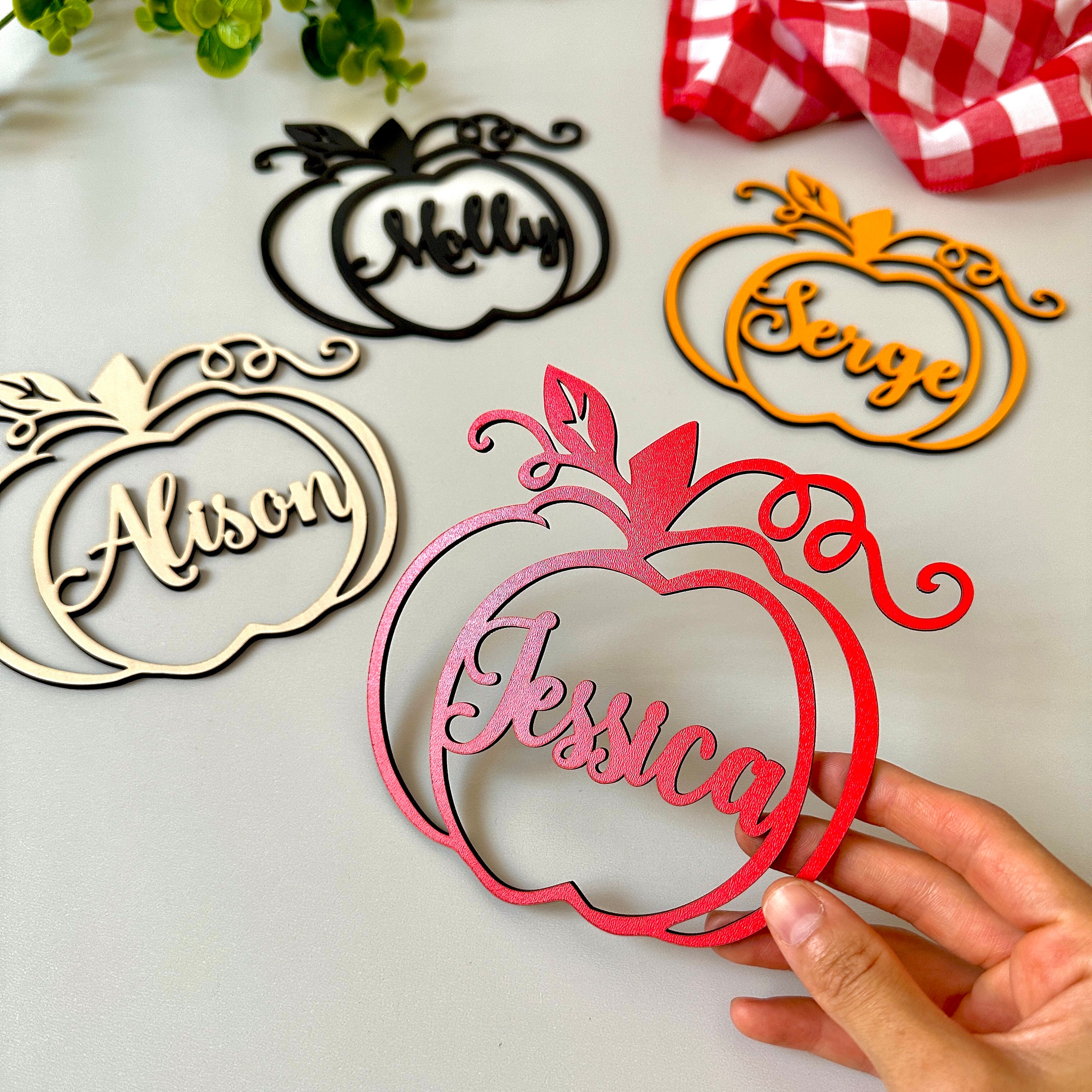 Pumpkin Place Cards , Laser Cut Name Tag , Thanksgiving Decor Place ...