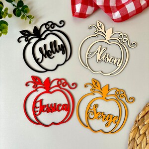 Pumpkin Place Cards , Laser Cut Name Tag , Thanksgiving Decor Place ...