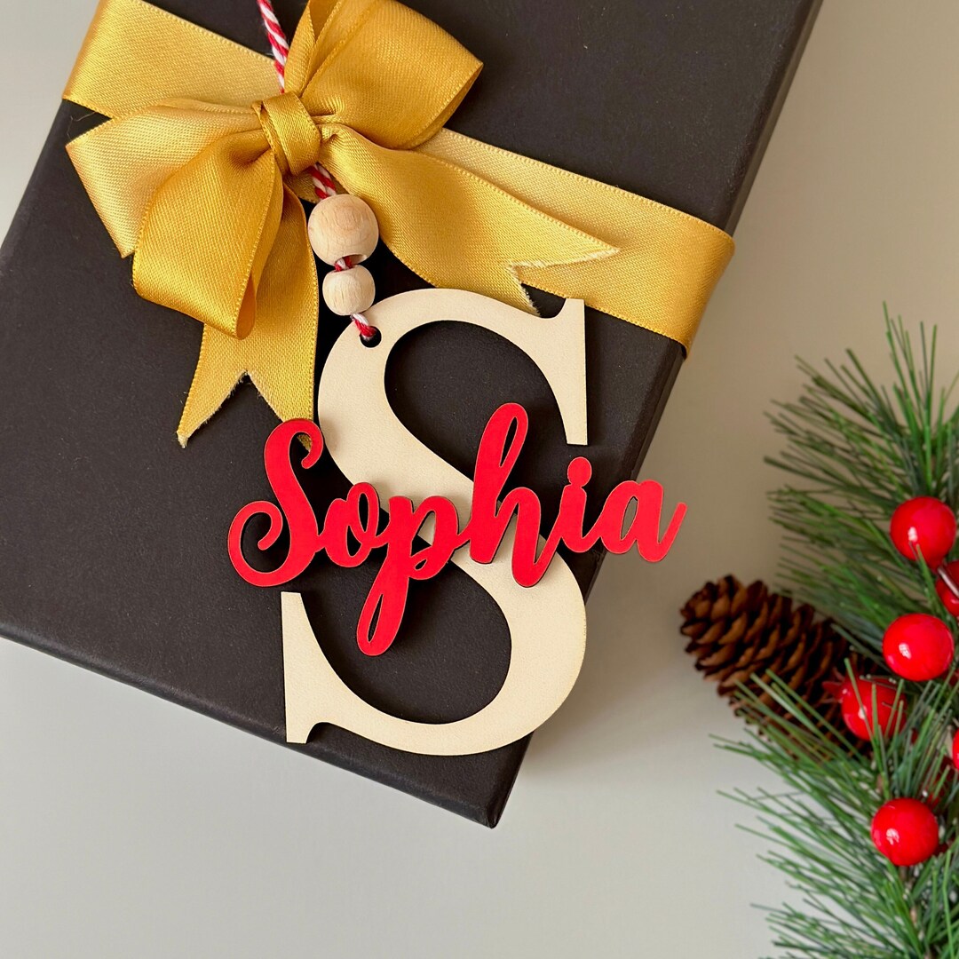 Personalized Christmas Sock Tags , Wooden Name for Christmas Gifts Tags ...