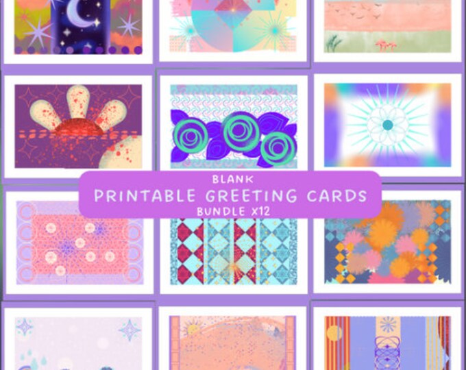 12 Printable Blank Greeting Cards. Original Designs for Any Occasion ...