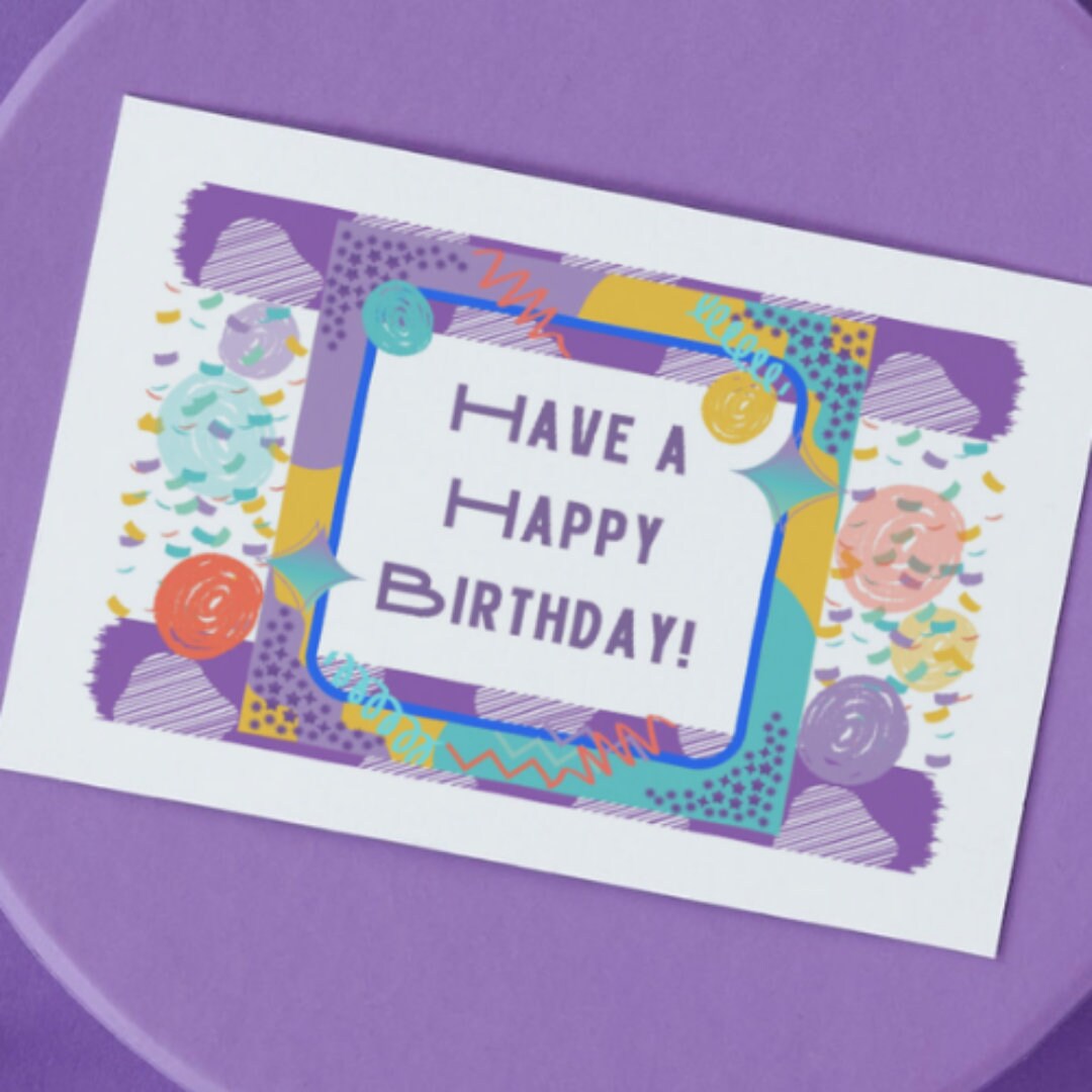 8 Printable Birthday Greeting Cards. Colorful Fun Designs. Bundle for ...