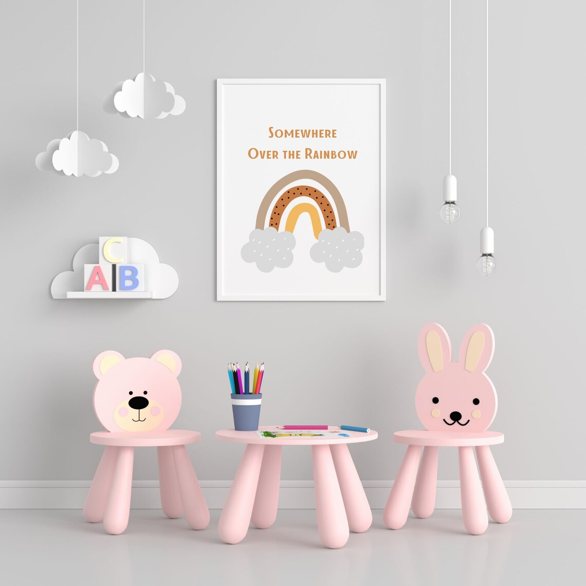 Somewhere Over the Rainbow Nursery Art - Inspirational Print - Digital ...