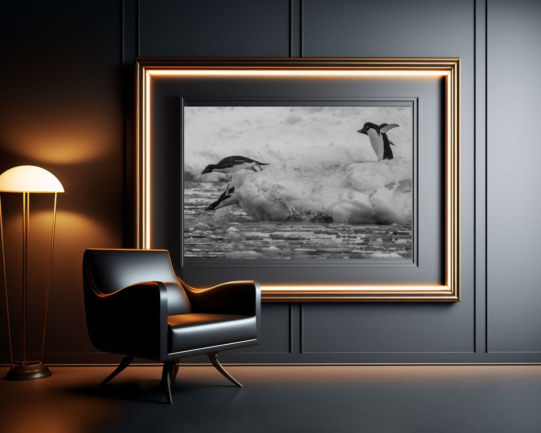 Swimming Penguins Antarctica Wildlife Gift Penguin Print Digital ...