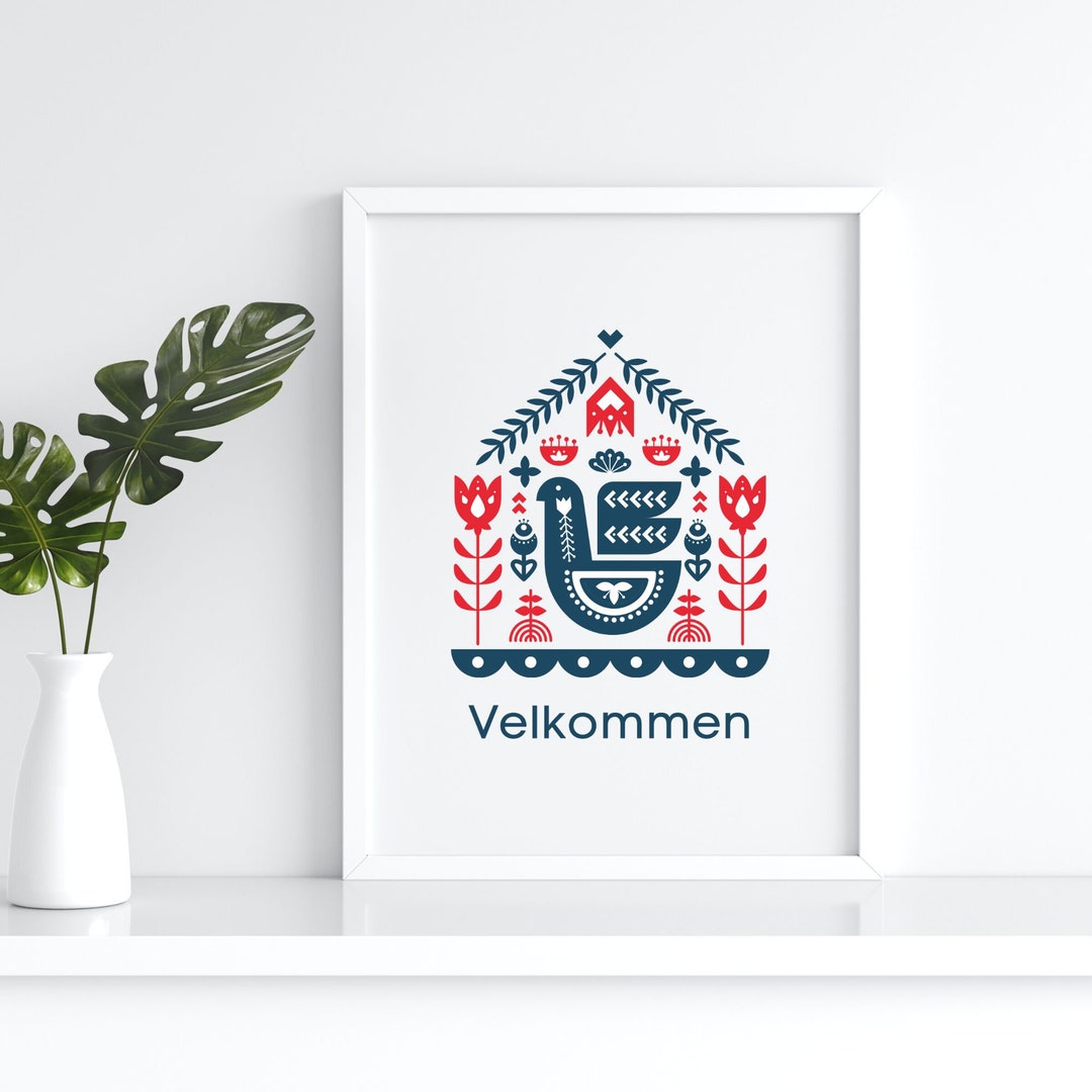 Velkommen Welcome Scandinavian Kitchen Art - Housewarming Gift - Nordic ...