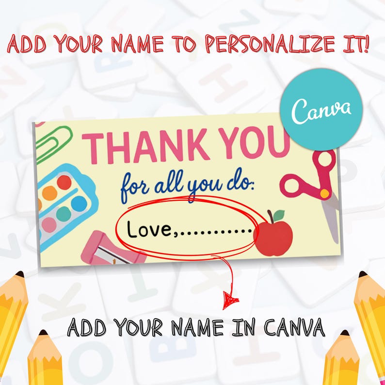 Editable Teacher Appreciation Gift Tag: Printable Canva Template (PDF ...