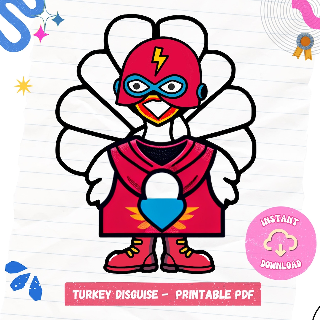Turkey Hero Disguise Kit - Superhero Turkey Craft for Kids, Transform ...