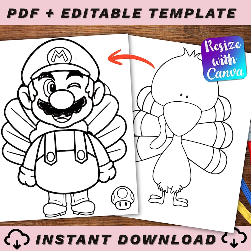 Mario Thanksgiving Disguise Turkey Template - Etsy
