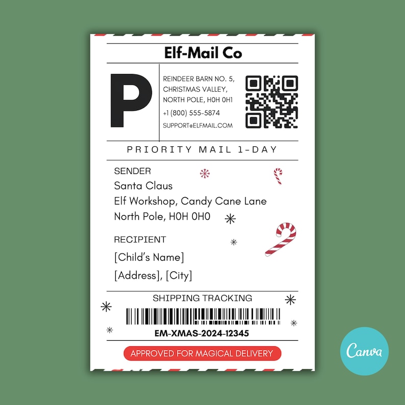 EDITABLE Elf Shipping Label, Elf Christmas Parcels, Elf Mail Shipping ...