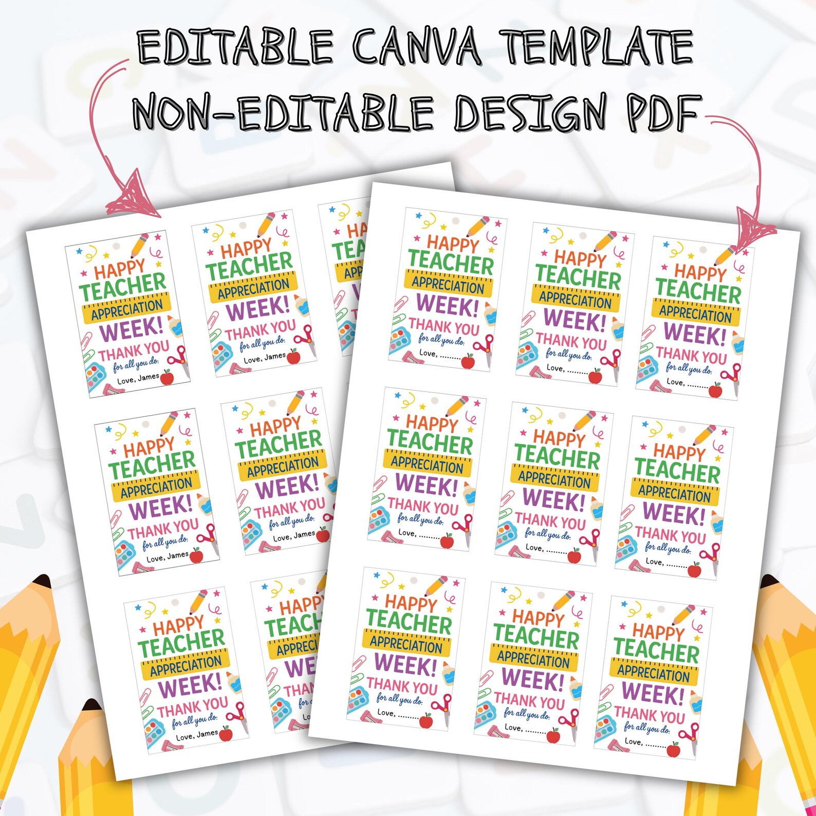 Editable Teacher Appreciation Gift Tag: Printable Canva Template (PDF ...