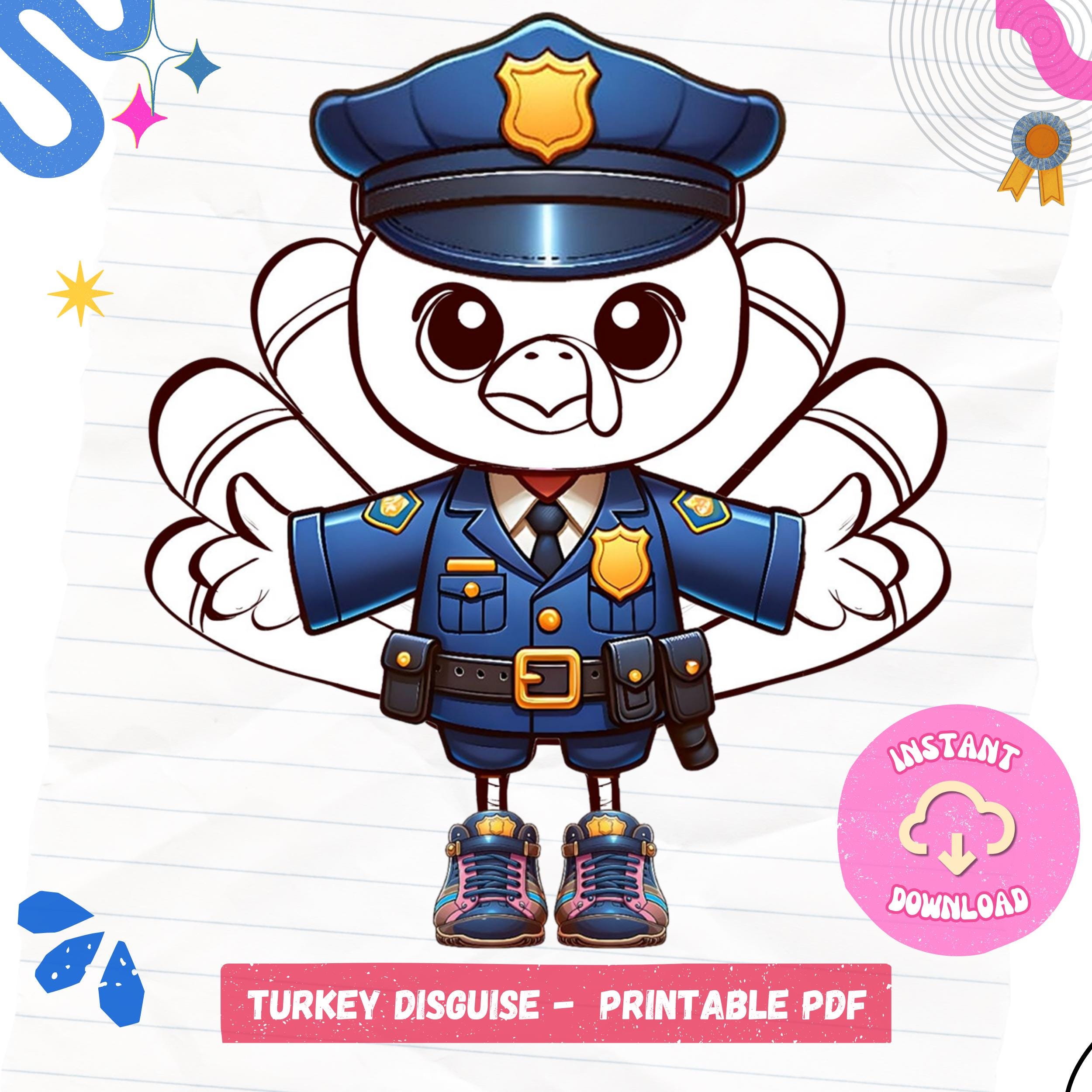 Police Officer Turkey Disguise: Thanksgiving Craft for Kids (PDF ...