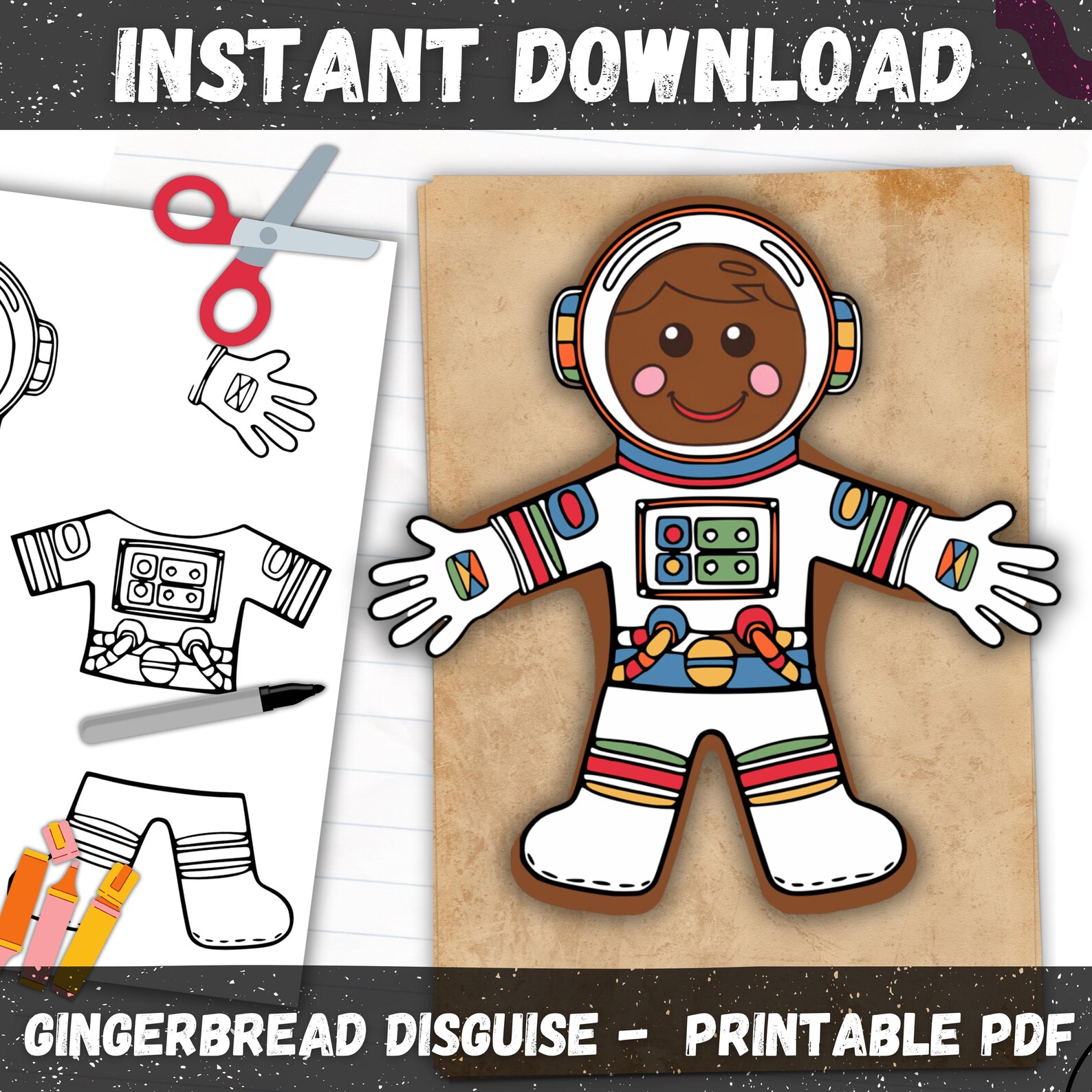 Astronaut Gingerbread Man Costume: Printable Holiday Craft (PDF ...