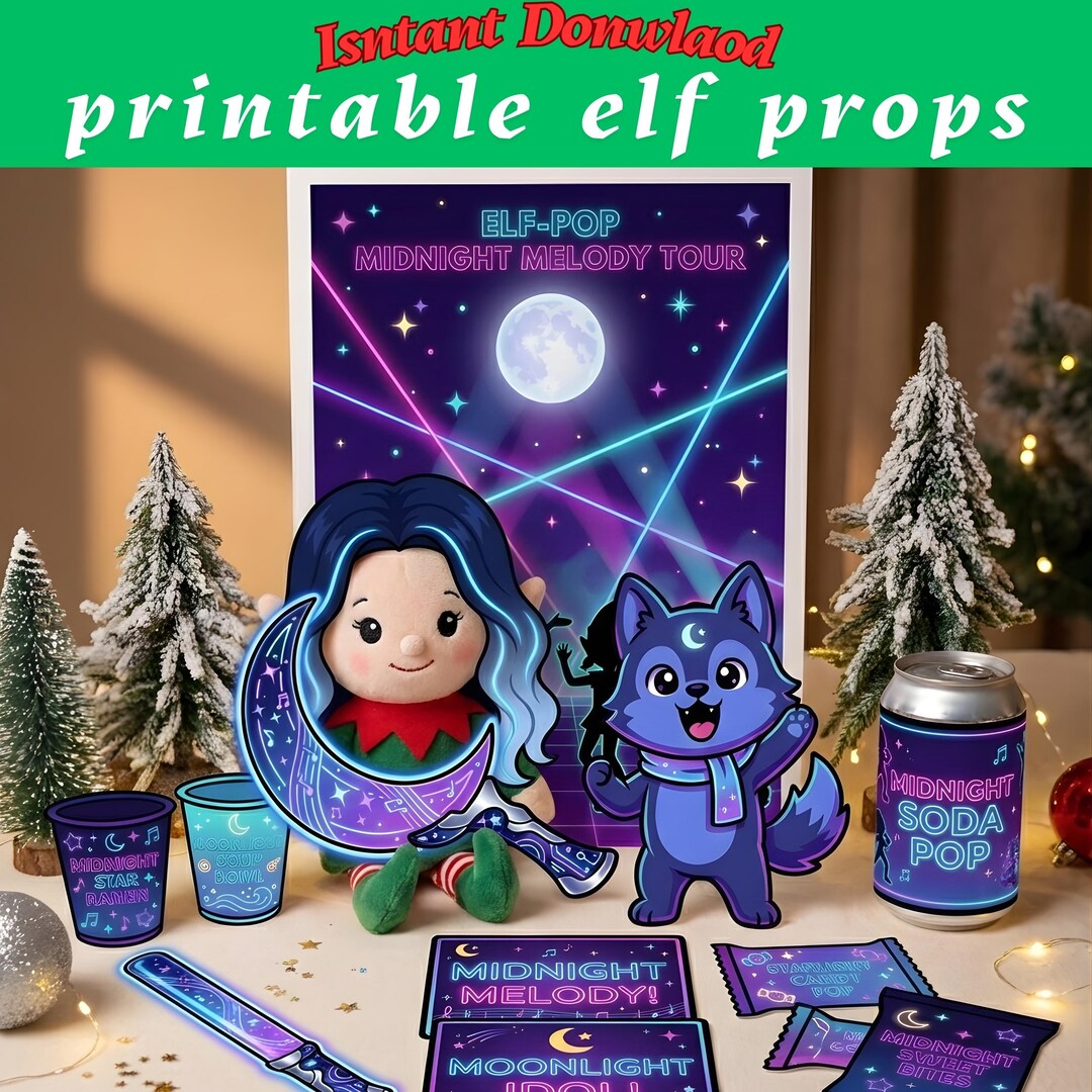 Elf-pop Midnight Melody Tour Printable Props | K-pop Elf Accessories ...