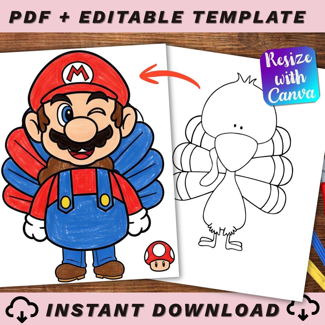 Super Mario Turkey Disguise Craft | Kids Thanksgiving Craft | Classroom ...